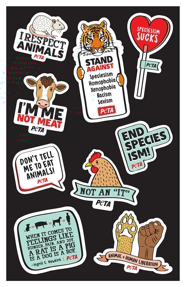 End Speciesism Sticker Sheet | PETA Literature