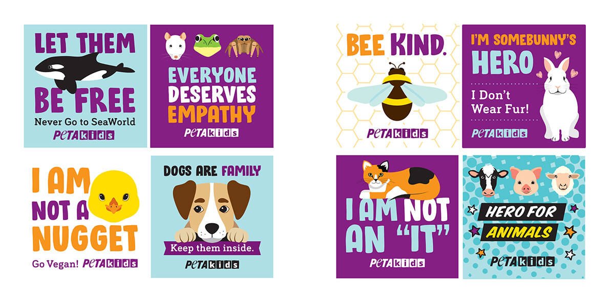 PETA Kids Variety Sticker Sheets | PETA Literature