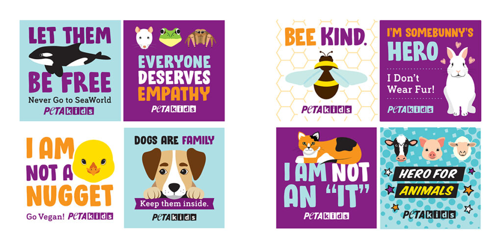 PETA Kids Variety Sticker Sheets | PETA Literature