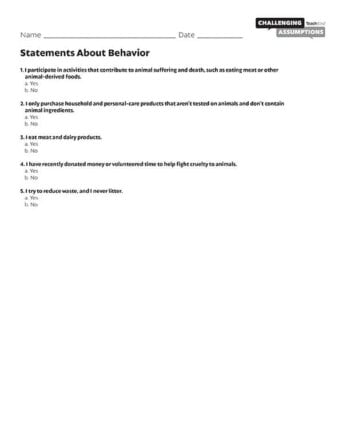 Challenging Assumptions Curriculum Kit | PETA Literature