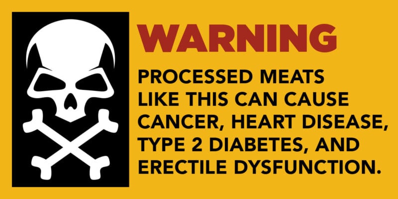 Warning! Processed Meats Sticker | PETA Literature